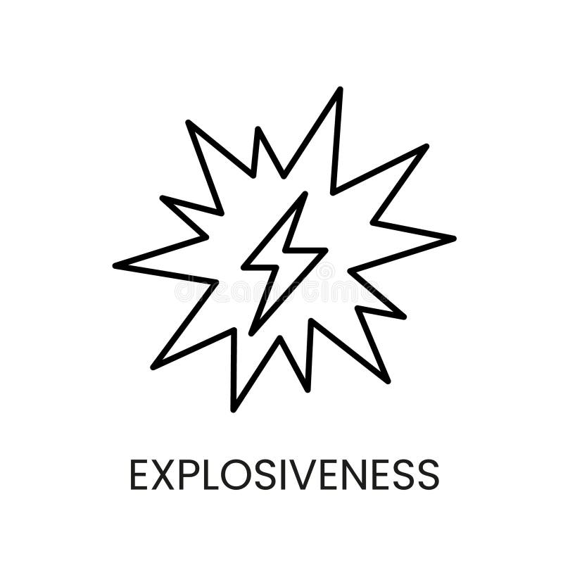 Explosive Hazard Icon of 3 Types Color, Black and White, Outline ...