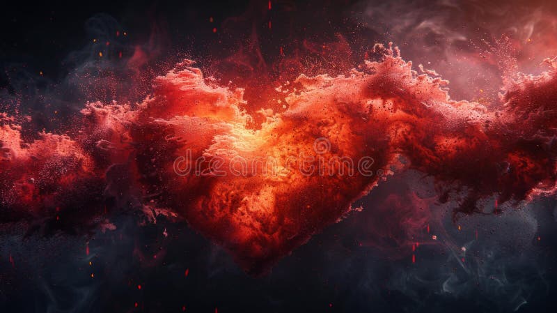 Explosive Heart of Fire and Smoke - Generative AI Stock Illustration ...
