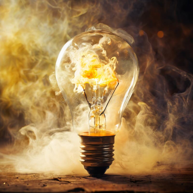 Explosive Idea Concept with a Fiery Lightbulb Stock Photo - Image of ...