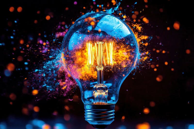 Explosive Illumination: a Burst of Creative Ideas Stock Illustration ...