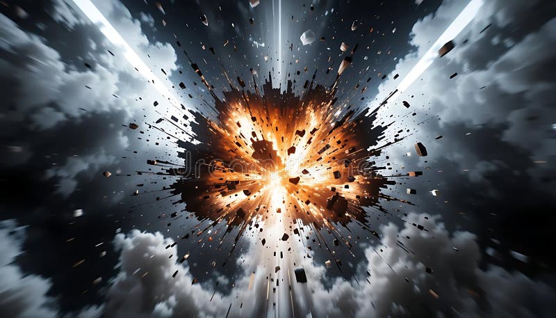 Explosive Impact: Cosmic Blast in Dark Sky Stock Illustration ...