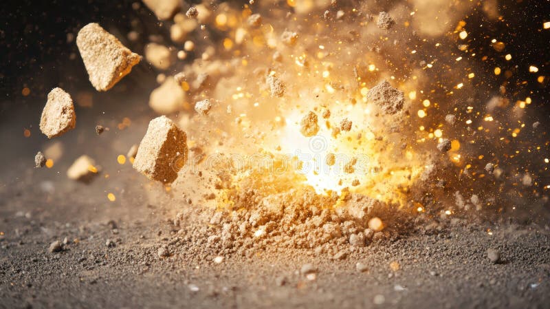 Explosive Impact: a Dramatic Scene of a Rock Collision, Captured from a ...