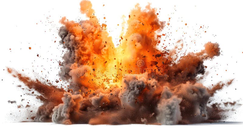 Explosive Impact: Fiery Blast on White Background Stock Illustration ...