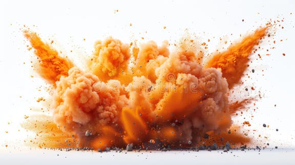 Explosive Impact: Massive Blast on Clean White Background Stock ...