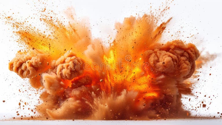 Explosive Impact: Massive Blast on White Background Stock Illustration ...