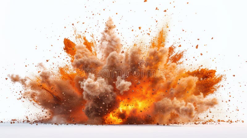 Explosive Impact: Massive Blast on a White Canvas Stock Illustration ...