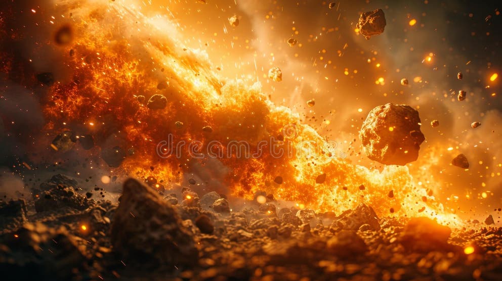 Explosive Impact of Meteorite - Generative Ai Stock Illustration ...