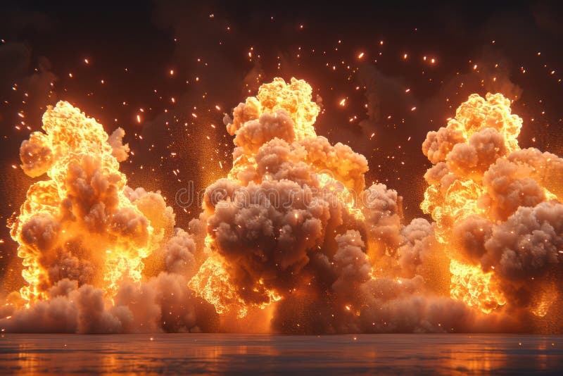 Explosive Impact: a Set of Powerful Explosions Stock Illustration ...