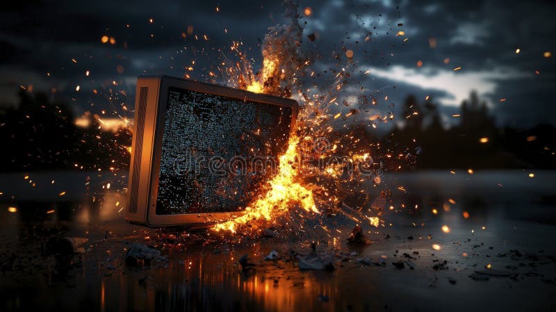 Explosive Impact of Technology Destruction Digital Landscape Visual Art ...
