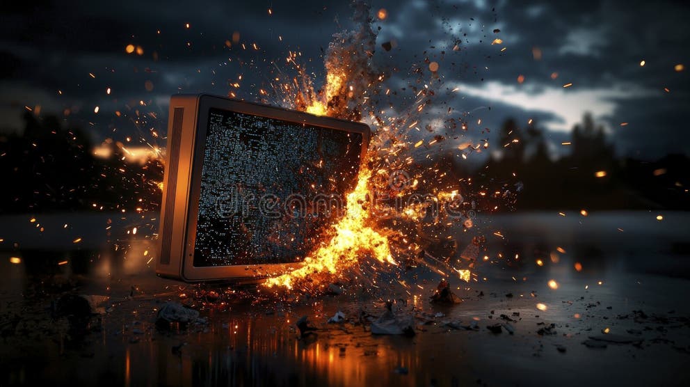 Explosive Impact of Technology Destruction Digital Landscape Visual Art ...