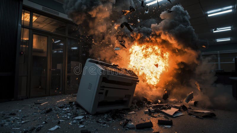 Explosive Incident in Office Environment Action Scene Technology Impact ...