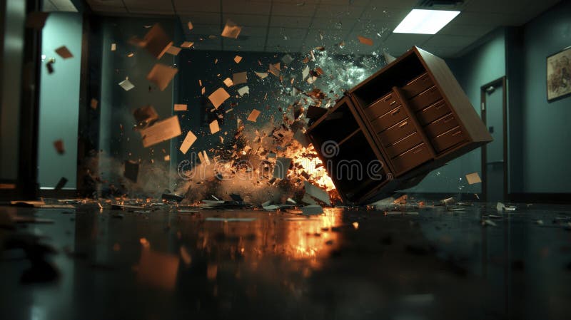 Explosive Incident Shakes Office Space Dramatic Event Scene Action ...