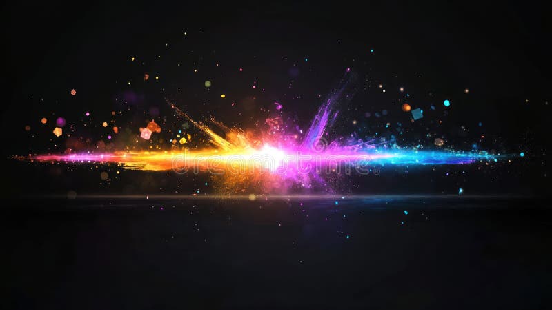Explosive Iridescent Light: Vibrant Rays, Particles, and Bokeh with ...