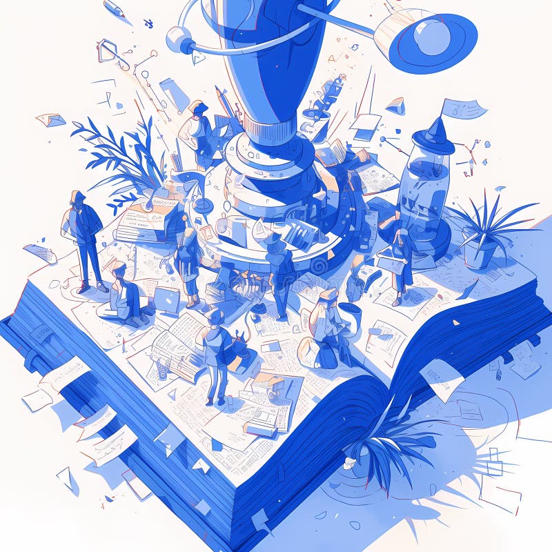 Explosive Knowledge: an Illustrated Book Cover Stock Illustration ...