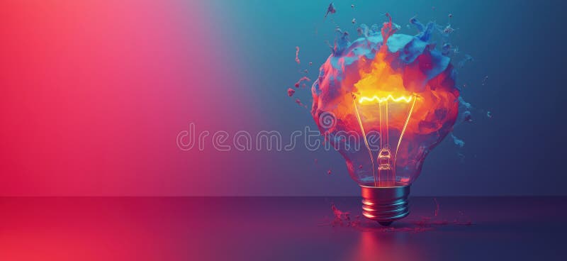 Explosive Light Bulb Concept with Colorful Splash and Glow Effects ...