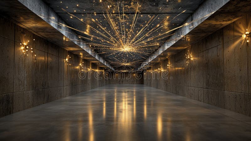 Explosive Light Show Unleashed in Industrial Hallway Abstract Art ...