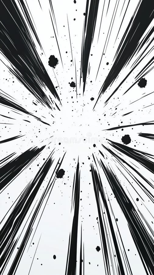 Explosive Manga Black and White Comic Style Illustration with Dynamic ...