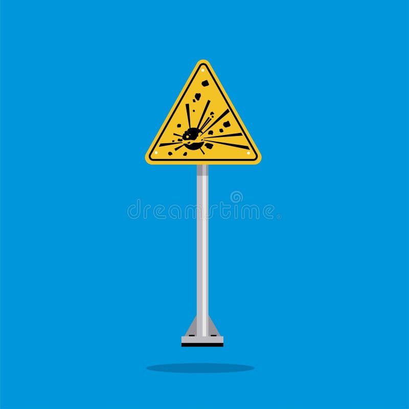 Explosive Material Hazard Sign with Yellow Triangle Board Stock Vector ...