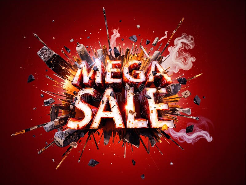 Explosive Mega Sale Event stock illustration. Illustration of text ...