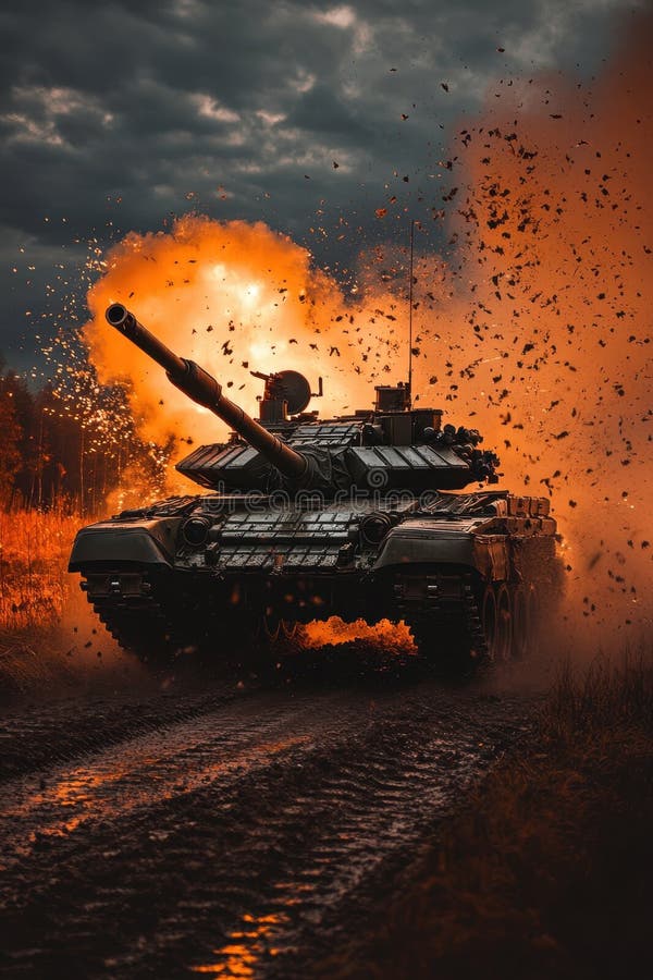 Explosive Military Tank in Action during a Training Exercise at a ...