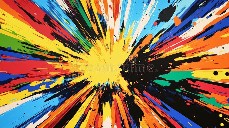 Explosive Multicolor Abstract Art with Dynamic Splashes, Energy Concept ...