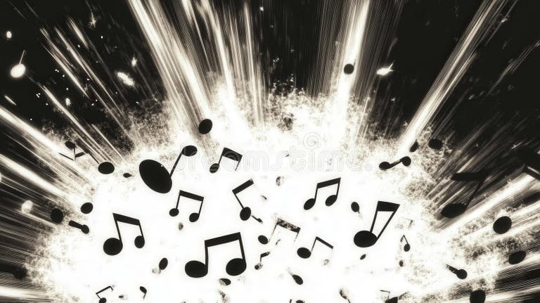 Explosive Music Notes Burst through Cosmic Darkness Stock Illustration ...