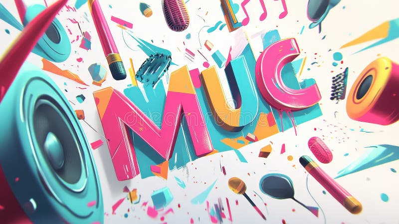 Explosive Music-themed Design with 3D Typography and Vibrant Elements ...