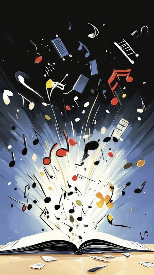 Explosive Musical Creativity from an Open Book Stock Illustration ...