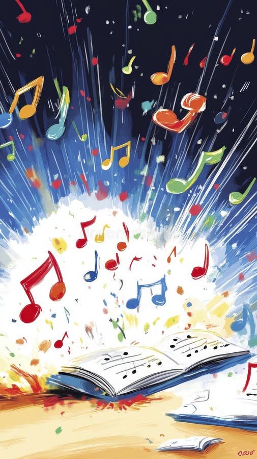 Explosive Musical Notes Burst from an Open Book Stock Illustration ...