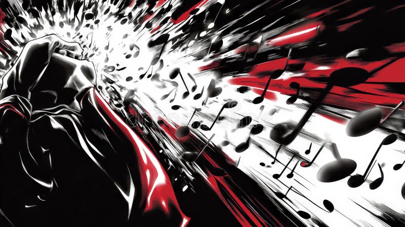 Explosive Musical Notes in a Dramatic Power Setting Stock Illustration ...