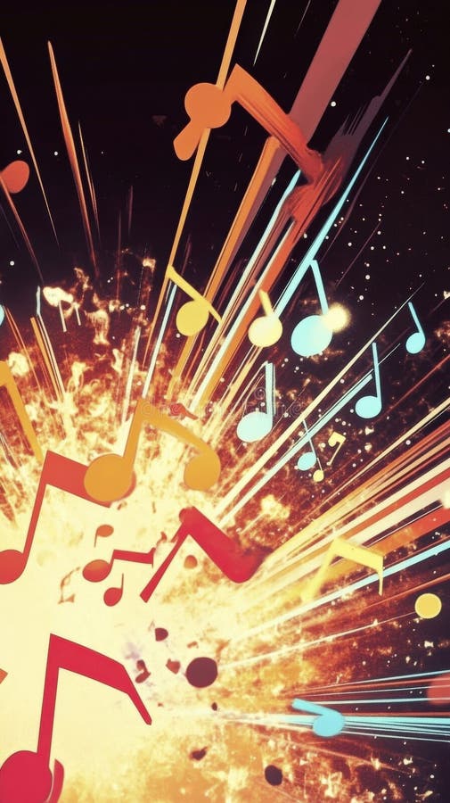 Explosive Musical Notes and Energy in Vibrant Abstract Stock ...