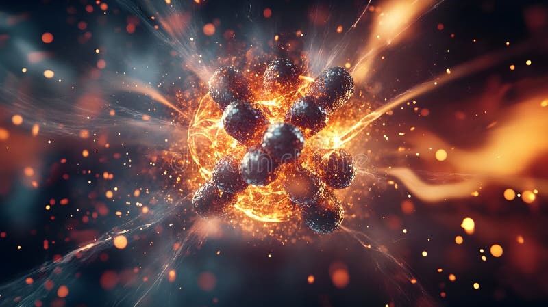 Explosive Nuclear Fission Reaction Unleashing Atomic Particles Powerful ...