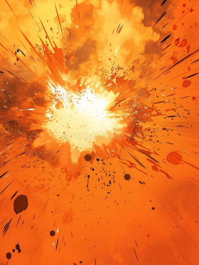 Explosive Orange Abstract Art Stock Illustration - Illustration of ...