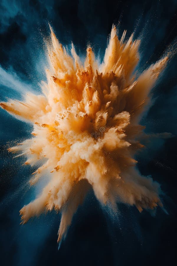Explosive Orange Cloud Burst in Dark Sky - Dynamic Abstract. Stock ...