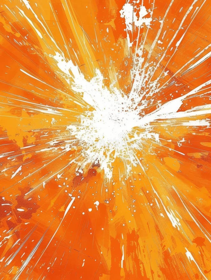 Explosive Orange and White Paint Splatter on a Vibrant Background Stock Illustration ...