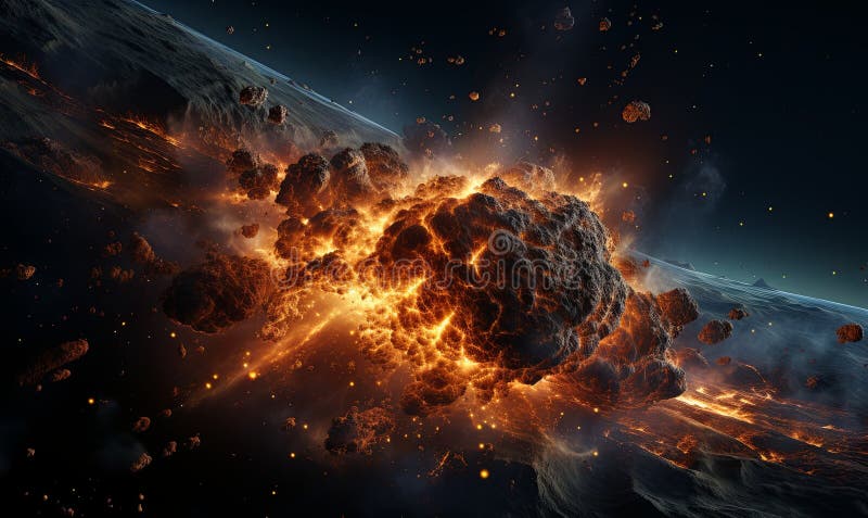 Explosive Outburst of Rocks and Debris in Space Stock Image - Image of ...