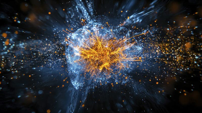 Explosive Particle Splitting in Space Cosmic Event Digital Art Dark ...