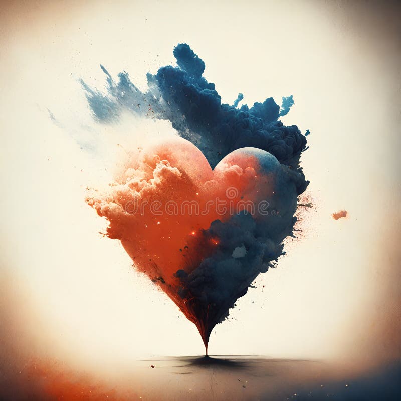 Explosive Passion: Dynamic Illustration of a Bursting Heart Stock ...