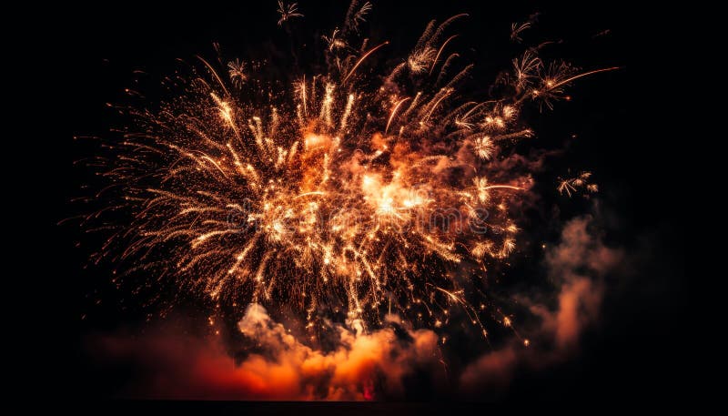 Explosive Petard Igniting Firework Display, Vibrant Celebration ...