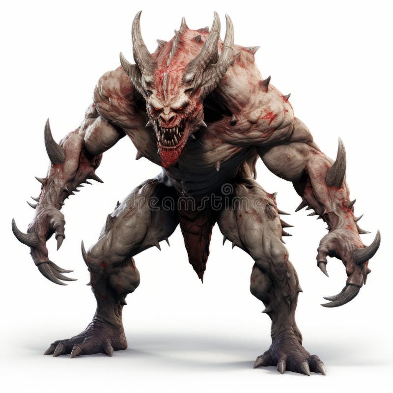 Explosive Pigmentation: 3d Demon Creature with Horns on White ...