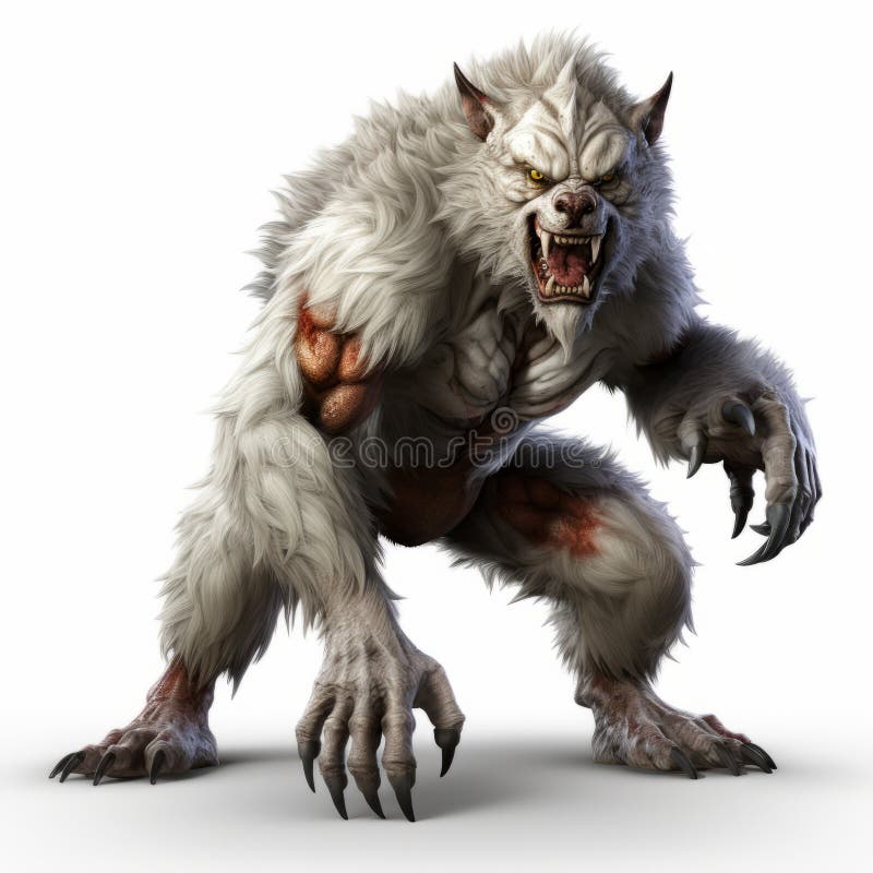 Explosive Pigmentation: a Powerful White Werewolf with Claws Out Stock ...