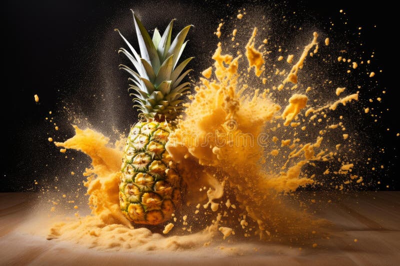 Explosive Pineapple Splash on Dark Background Stock Photo - Image of ...