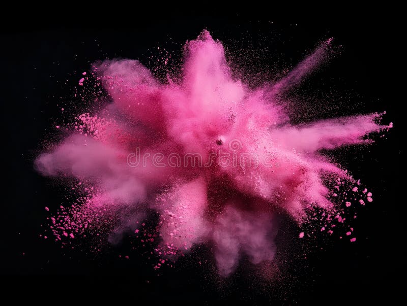Explosive Pink Powder Burst on Black Background Stock Photo - Image of ...