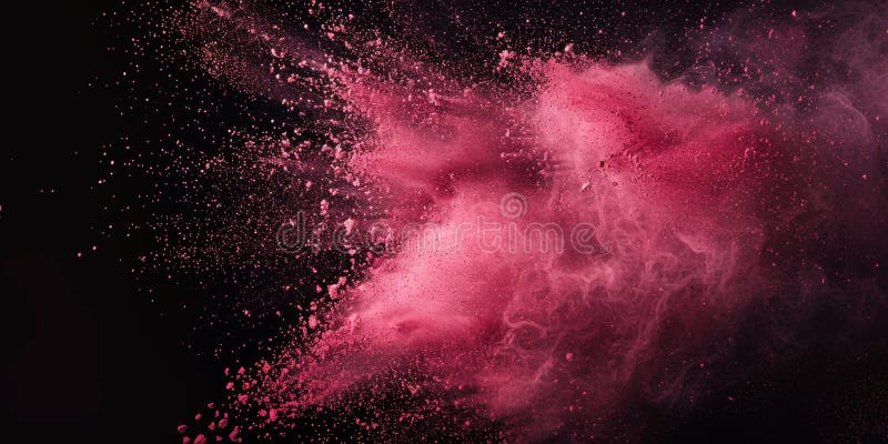 Explosive Pink Powder Burst on Black Background Stock Illustration ...
