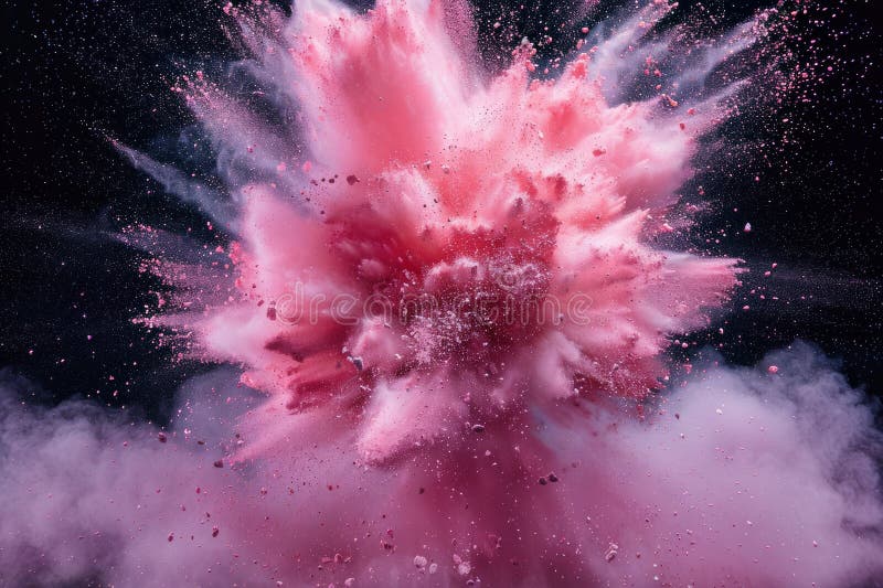 Pink Powder Burst Captured Mid-air on Black Background. Neural Network ...