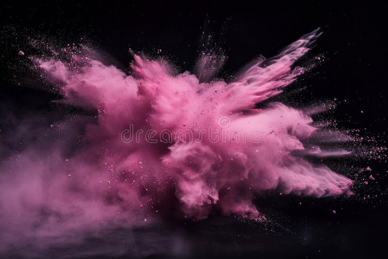 Pink Powder Burst Captured Mid-air on Black Background. Neural Network ...