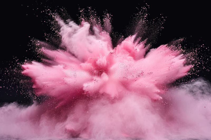 Pink Powder Burst Captured Mid-air on Black Background. Neural Network ...