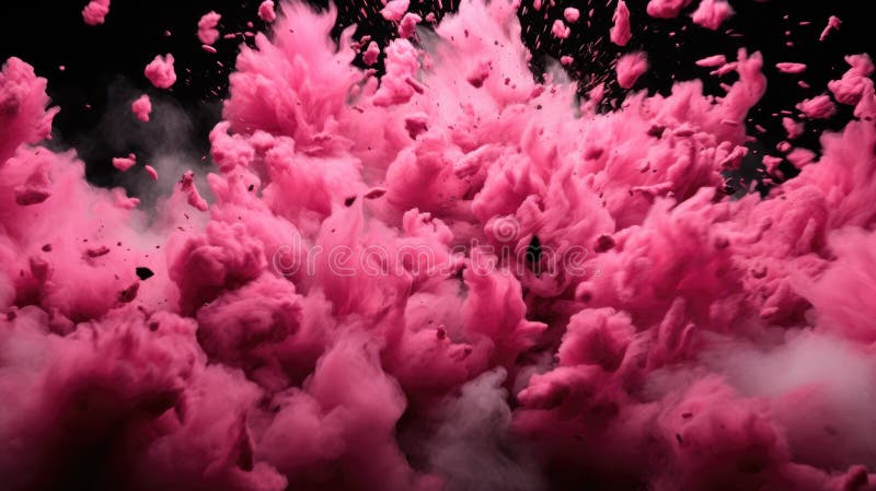 Explosive Pink Smoke Cloud Burst in Dark Background Stock Illustration ...