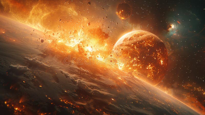 Explosive Planetary Collision - Generative Ai Stock Illustration ...