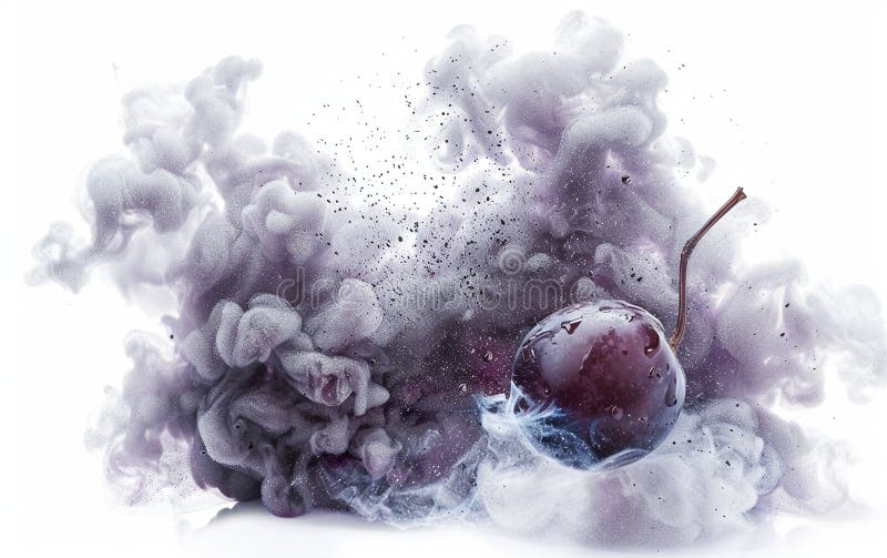 Explosive Plum Smoke on White -Generative Ai Stock Image - Image of ...